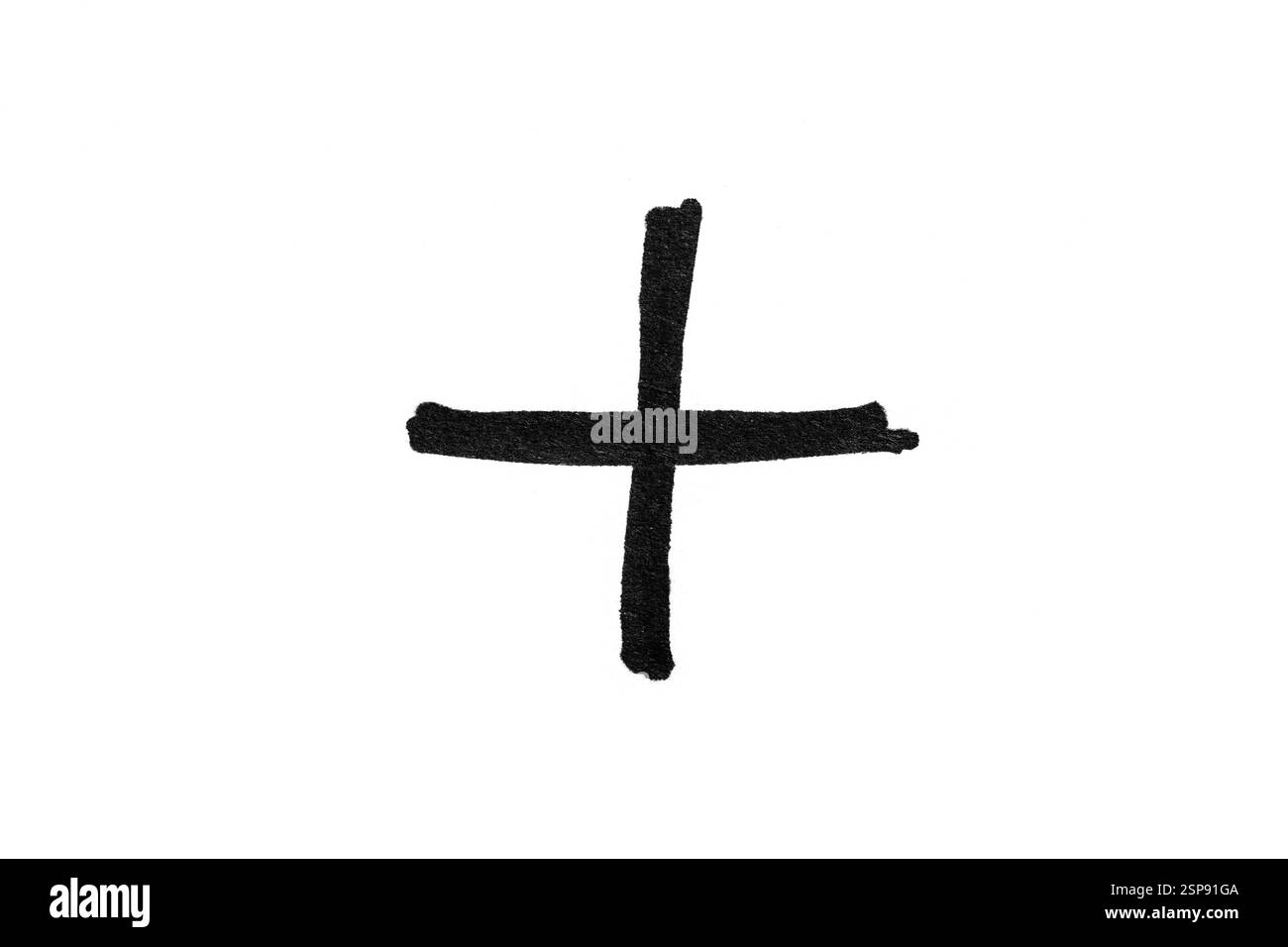 Black handwritten plus sign isolated on white background. Grunge style ...