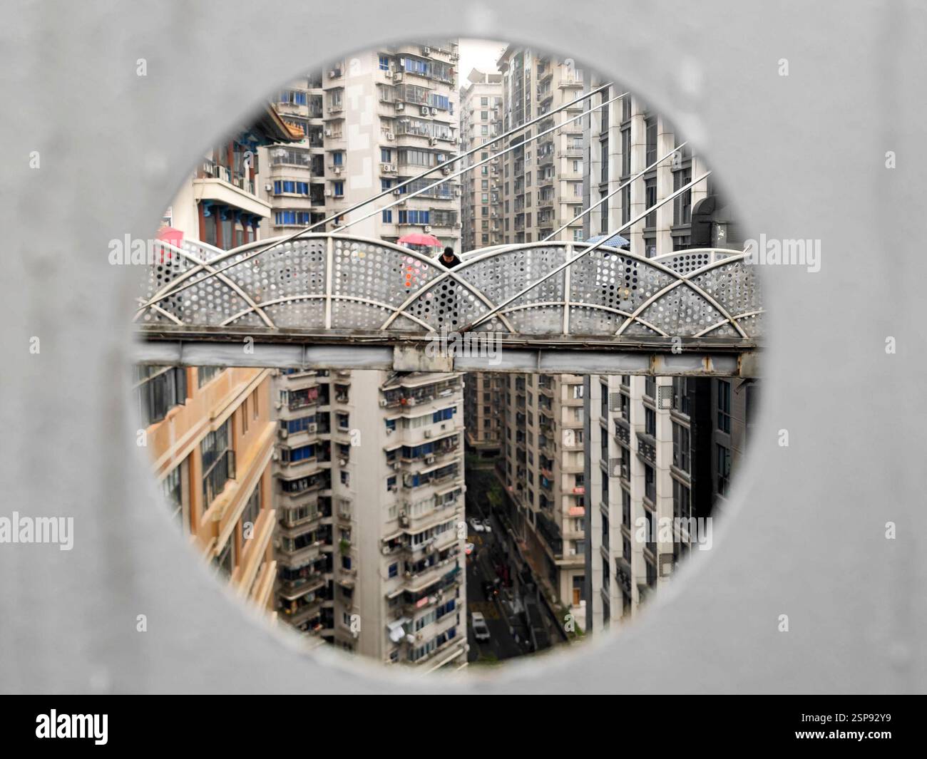 CHONGQING, CHINA - FEBRUARY 14, 2025 - Tourists overlook the city view ...