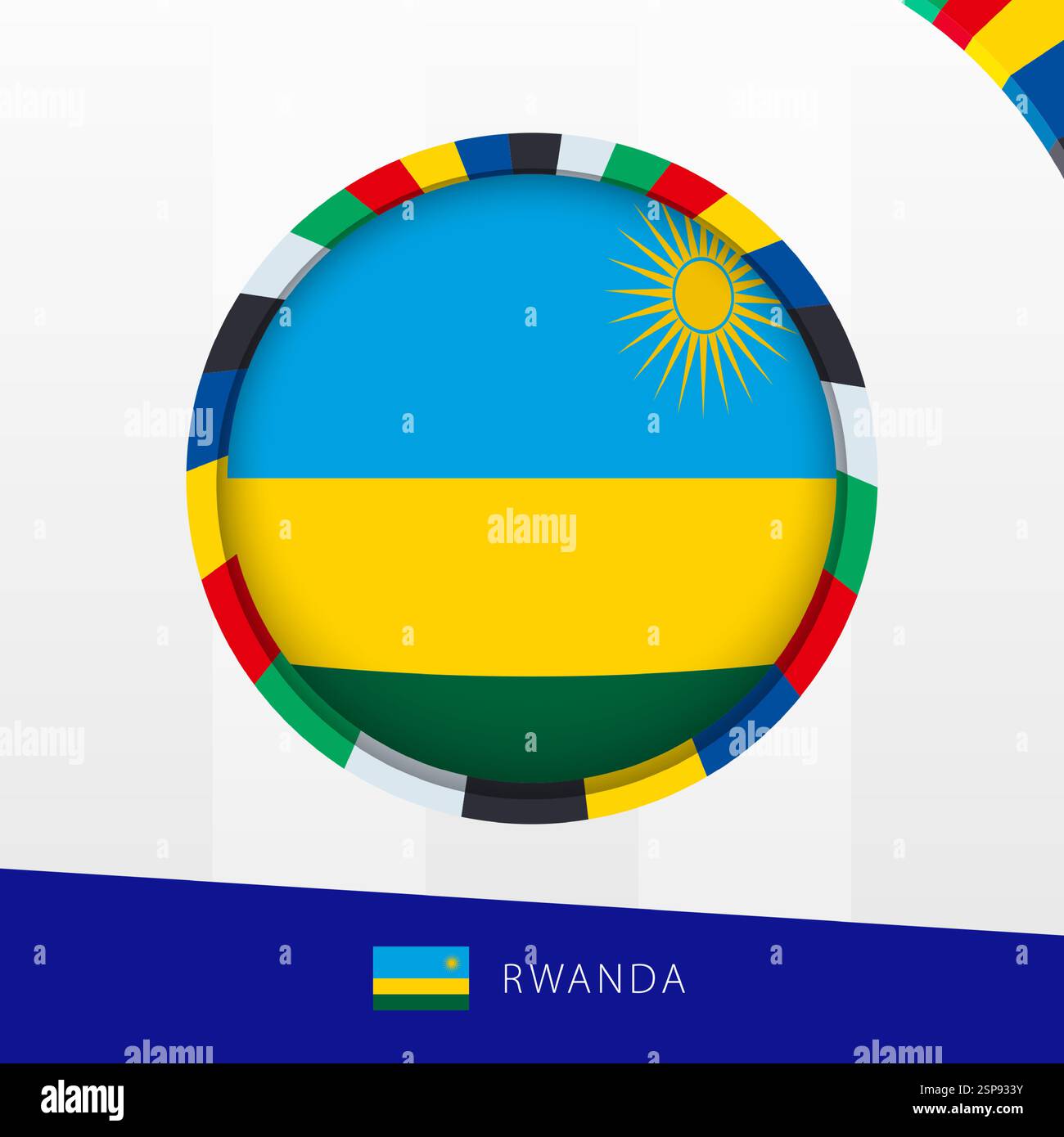 Rwanda Flag with Colorful Circle Border. Vector icon Stock Vector Image ...