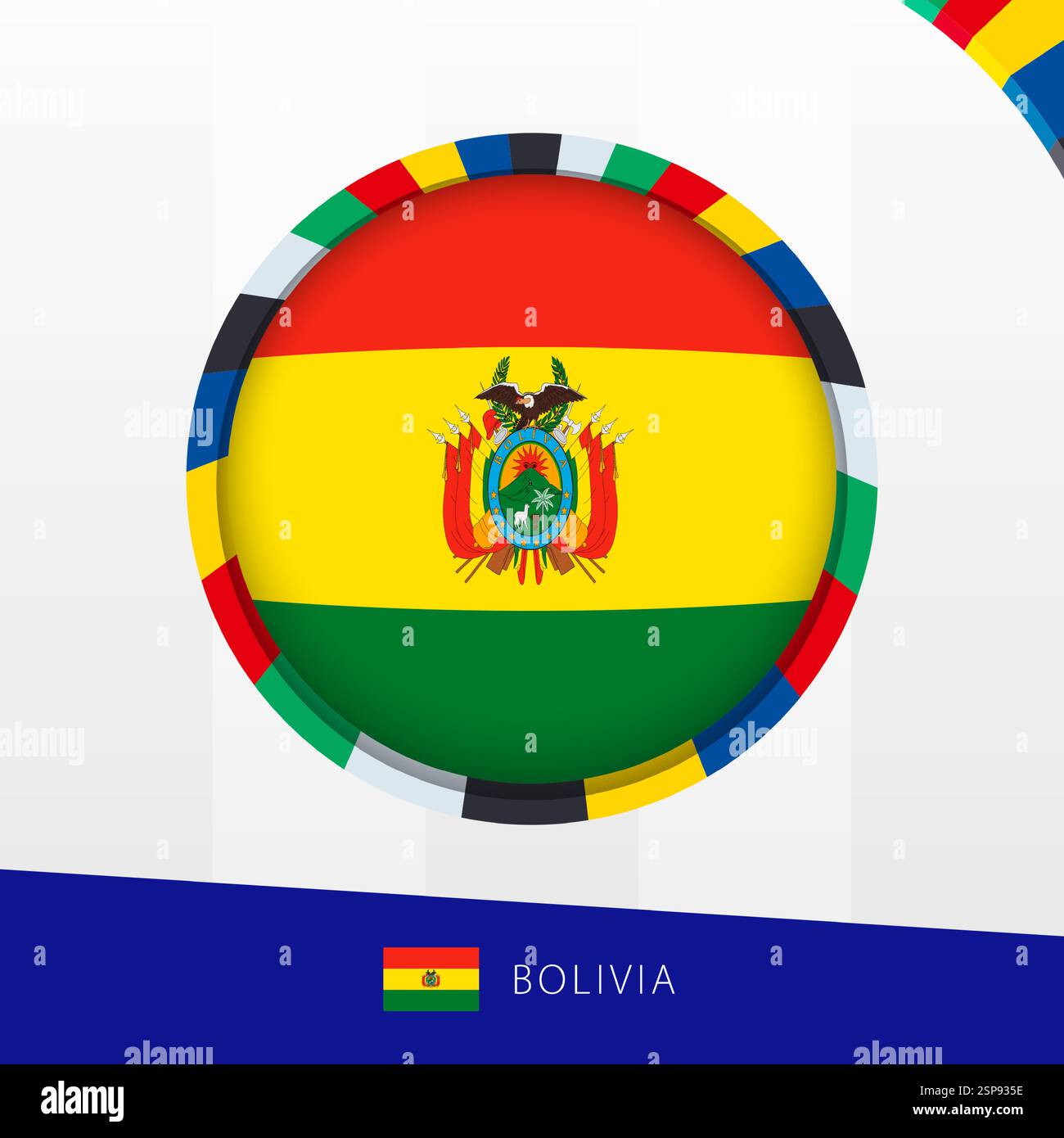 Bolivia Flag with Colorful Circle Border. Vector icon Stock Vector ...