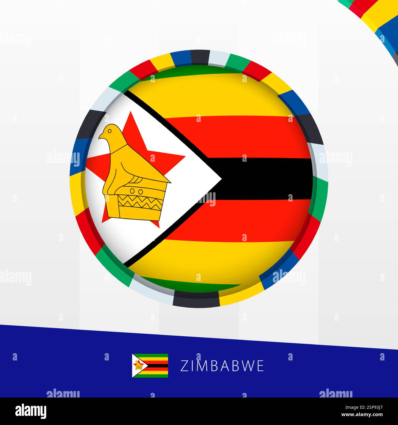 Zimbabwe Flag with Colorful Circle Border. Vector icon Stock Vector ...
