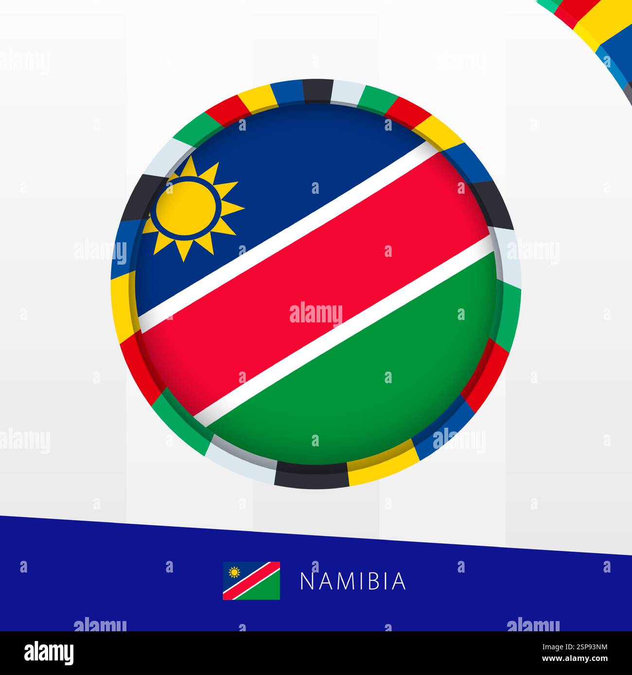 Namibia Flag with Colorful Circle Border. Vector icon Stock Vector ...