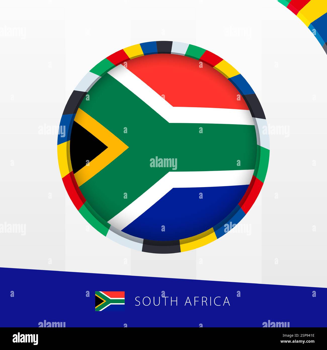 South Africa Flag with Colorful Circle Border. Vector icon Stock Vector ...