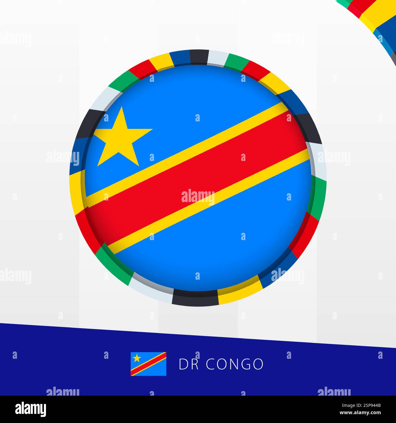 DR Congo Flag with Colorful Circle Border. Vector icon Stock Vector ...