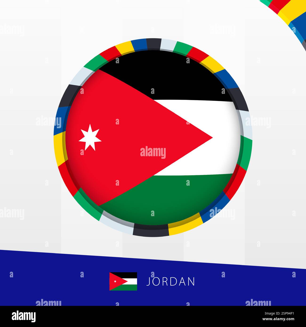 Jordan Flag with Colorful Circle Border. Vector icon Stock Vector Image ...