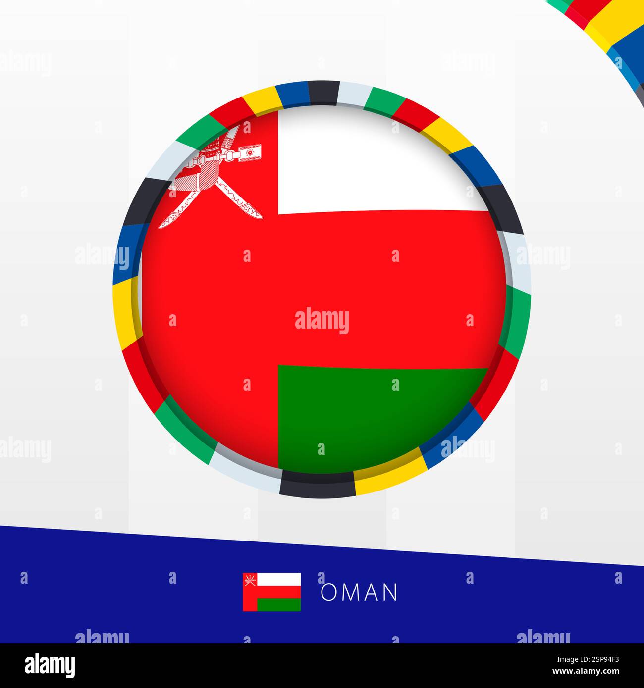 Oman Flag with Colorful Circle Border. Vector icon Stock Vector Image ...