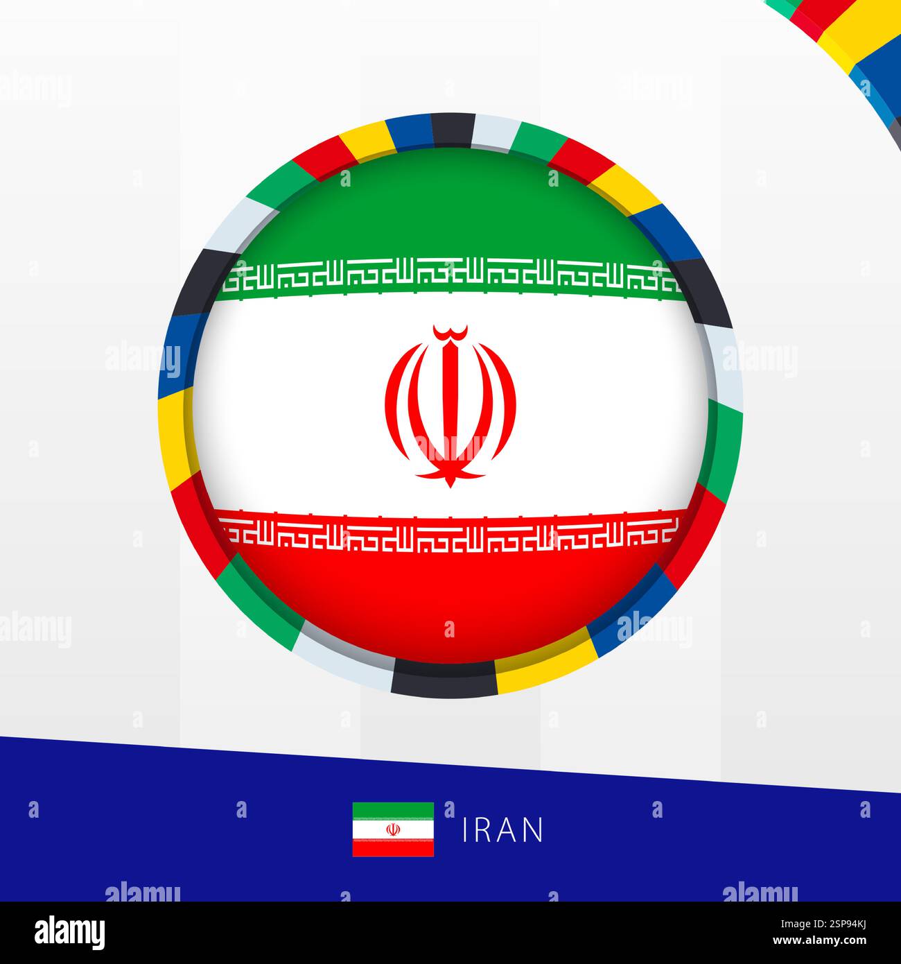 Iran Flag with Colorful Circle Border. Vector icon Stock Vector Image & Art - Alamy