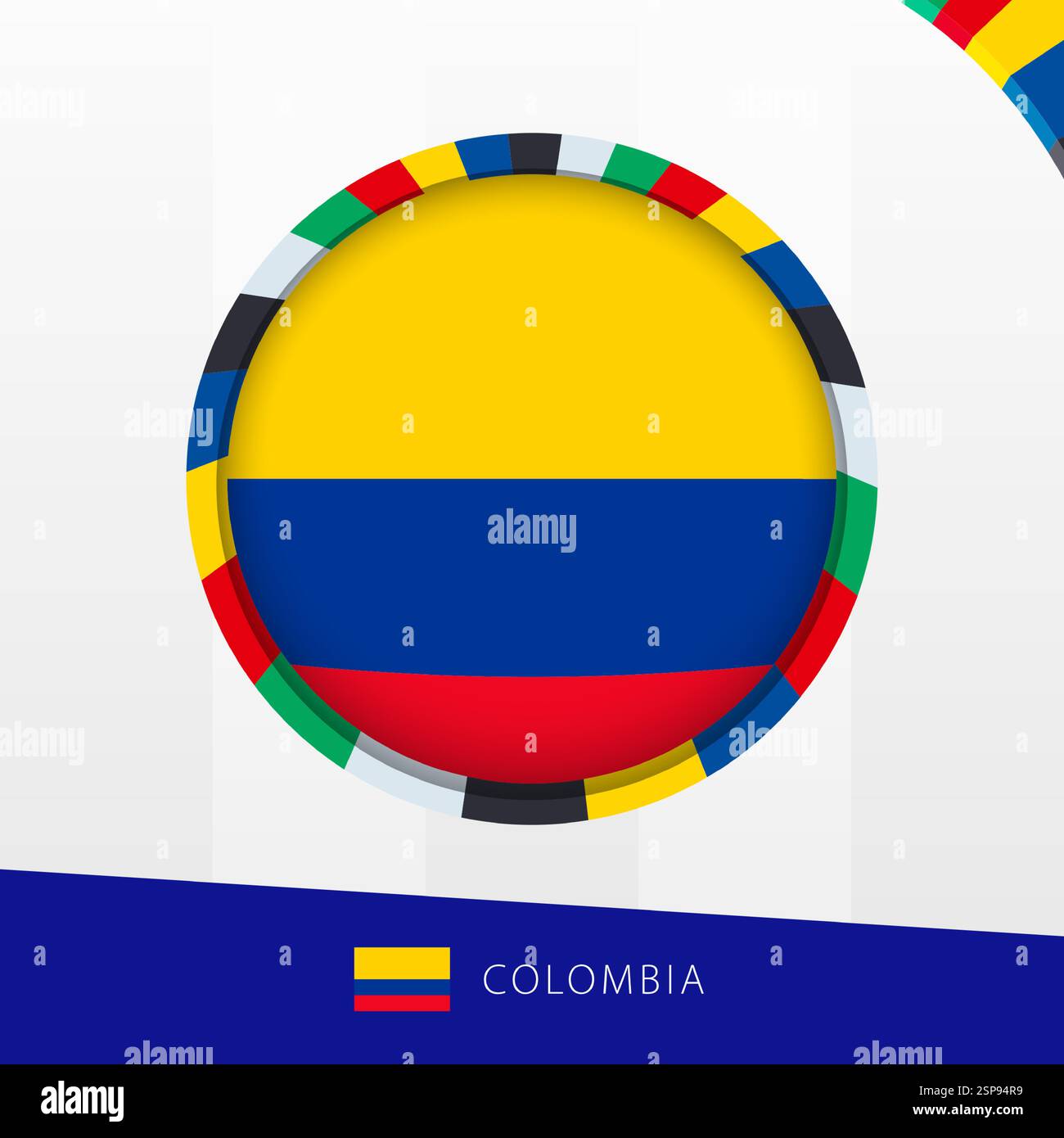 Colombia Flag with Colorful Circle Border. Vector icon Stock Vector ...