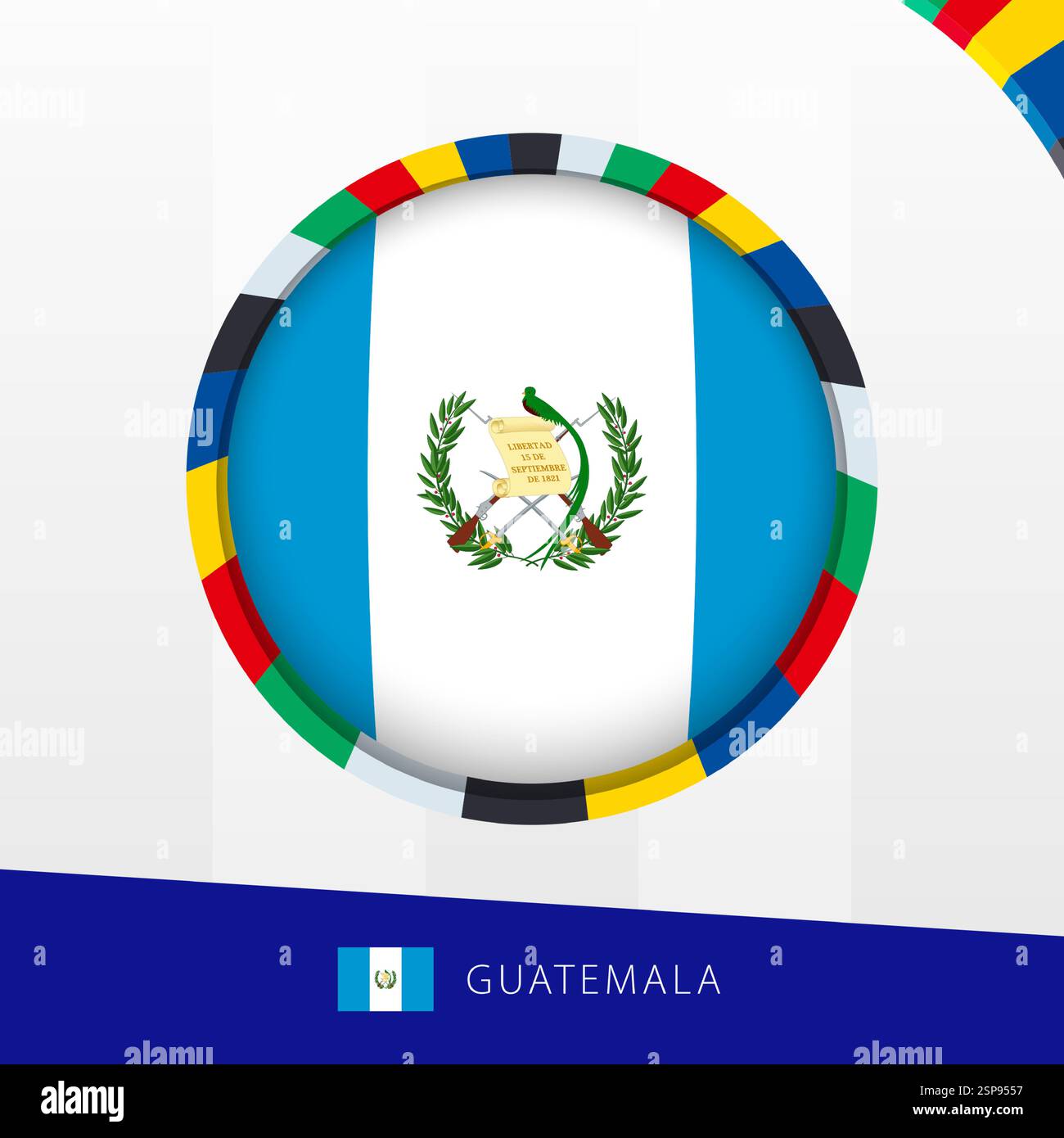 Guatemala Flag with Colorful Circle Border. Vector icon Stock Vector ...
