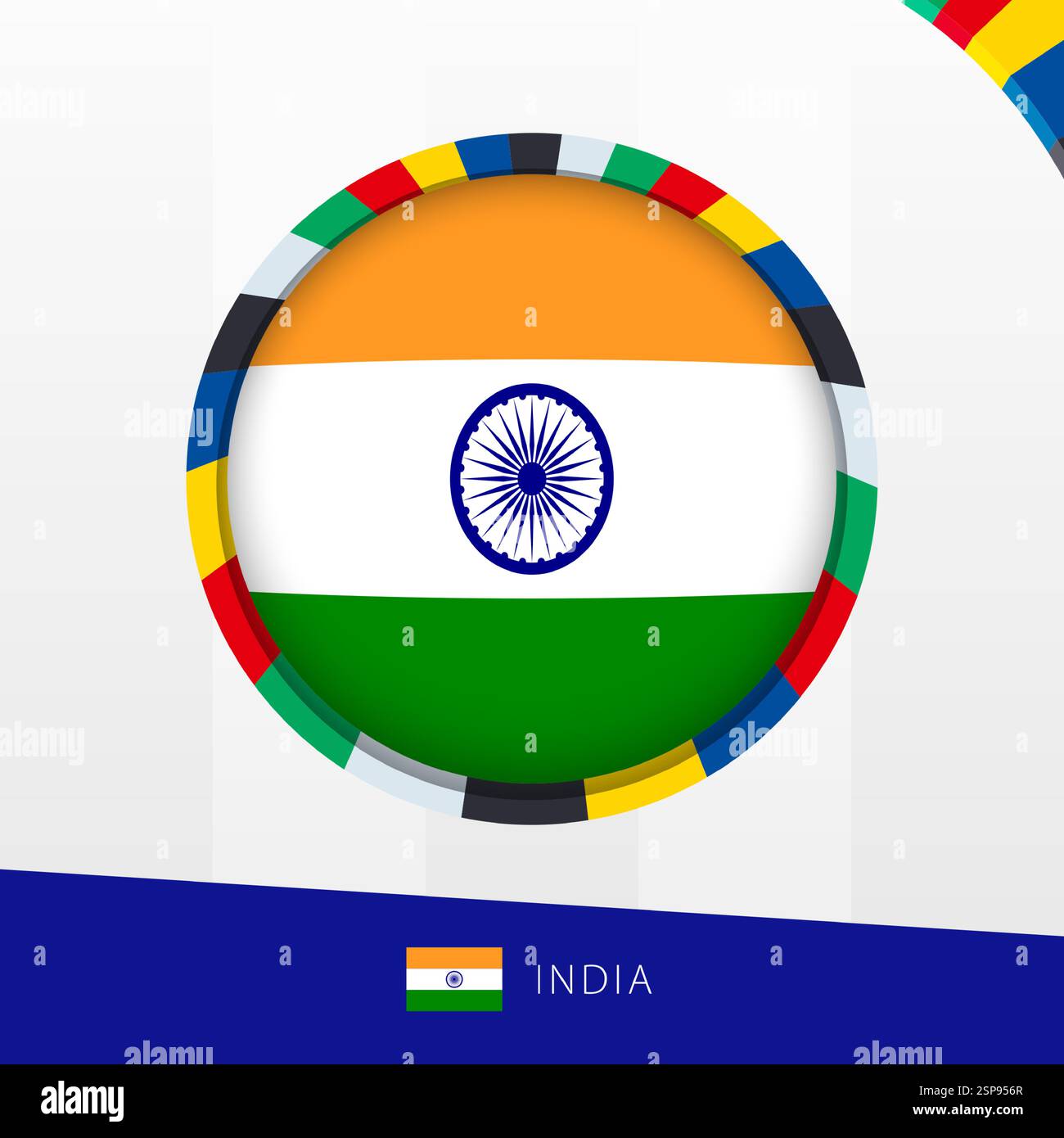 India Flag with Colorful Circle Border. Vector icon Stock Vector Image ...