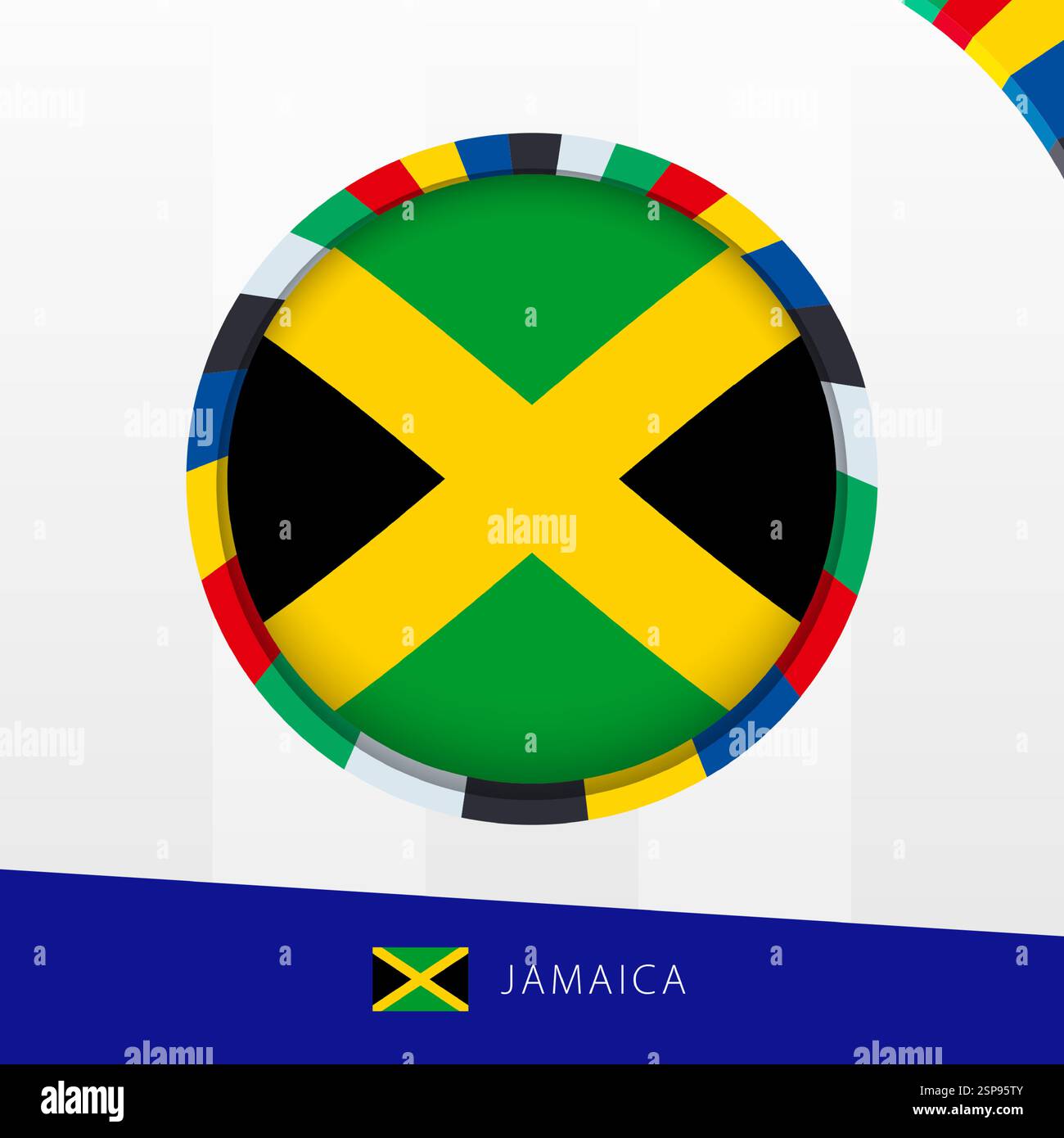 Jamaica Flag with Colorful Circle Border. Vector icon Stock Vector ...