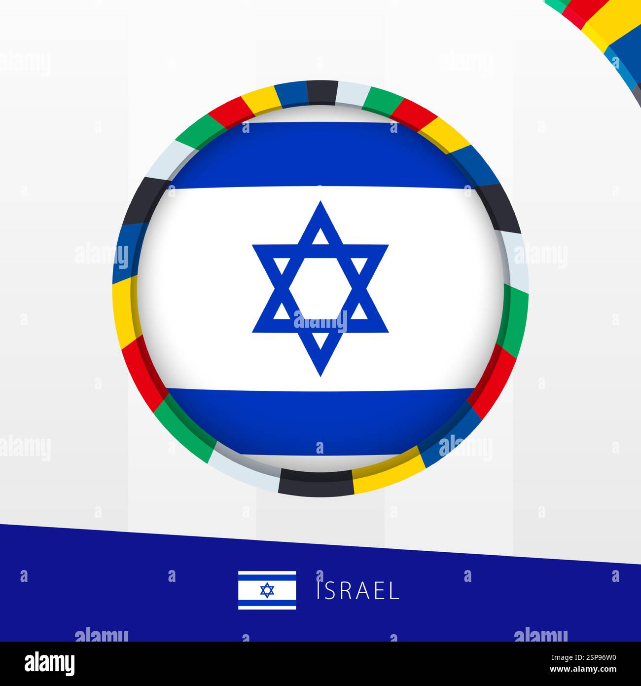 Israel Flag with Colorful Circle Border. Vector icon Stock Vector Image ...