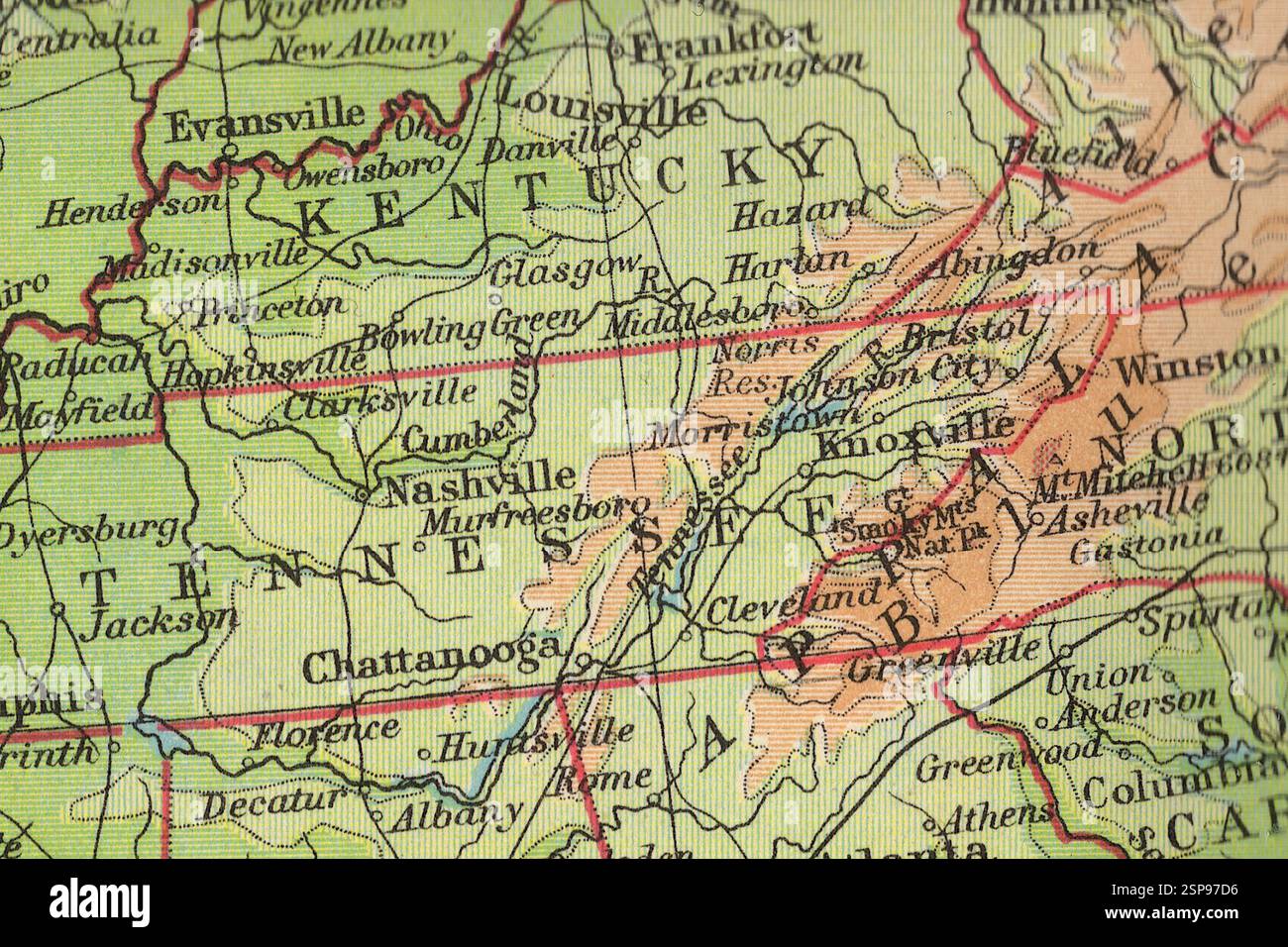 A vintage geographical map from mid to early 20th century showing the ...