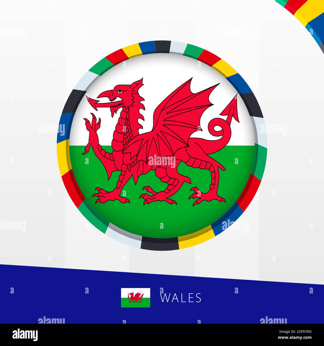 Wales Flag with Colorful Circle Border. Vector icon Stock Vector Image ...