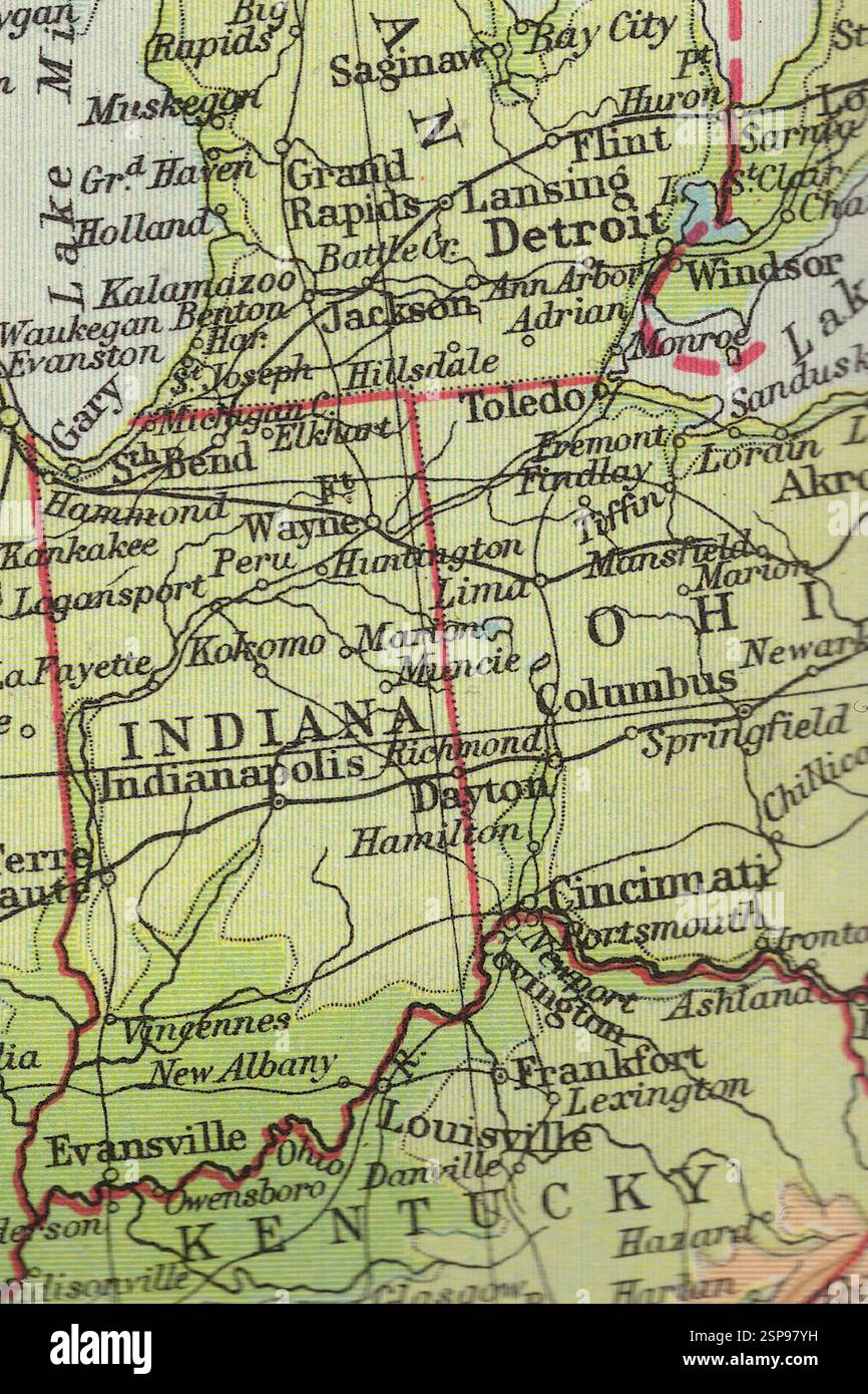 A vintage geographical map from mid to early 20th century showing the ...