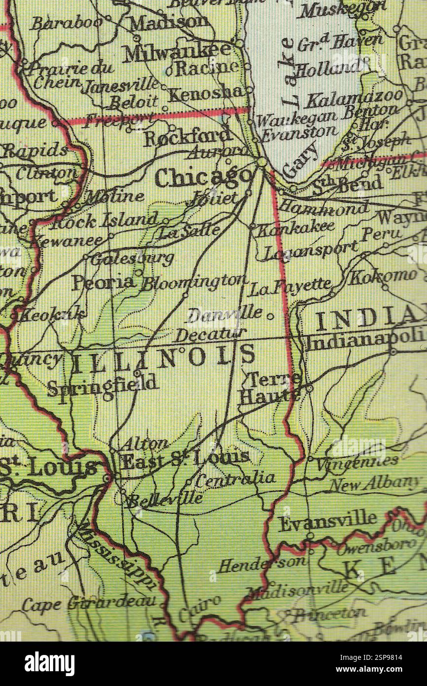 A vintage geographical map from mid to early 20th century showing the ...