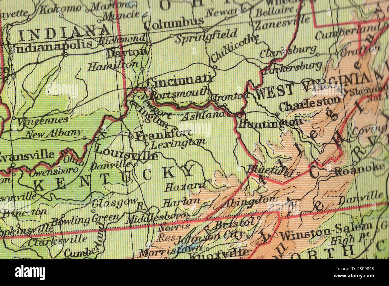 A vintage geographical map from mid to early 20th century showing the ...