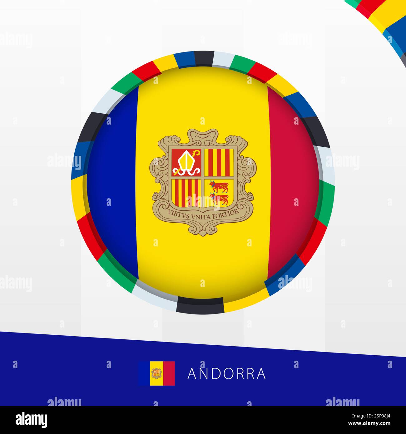 Andorra Flag with Colorful Circle Border. Vector icon Stock Vector ...