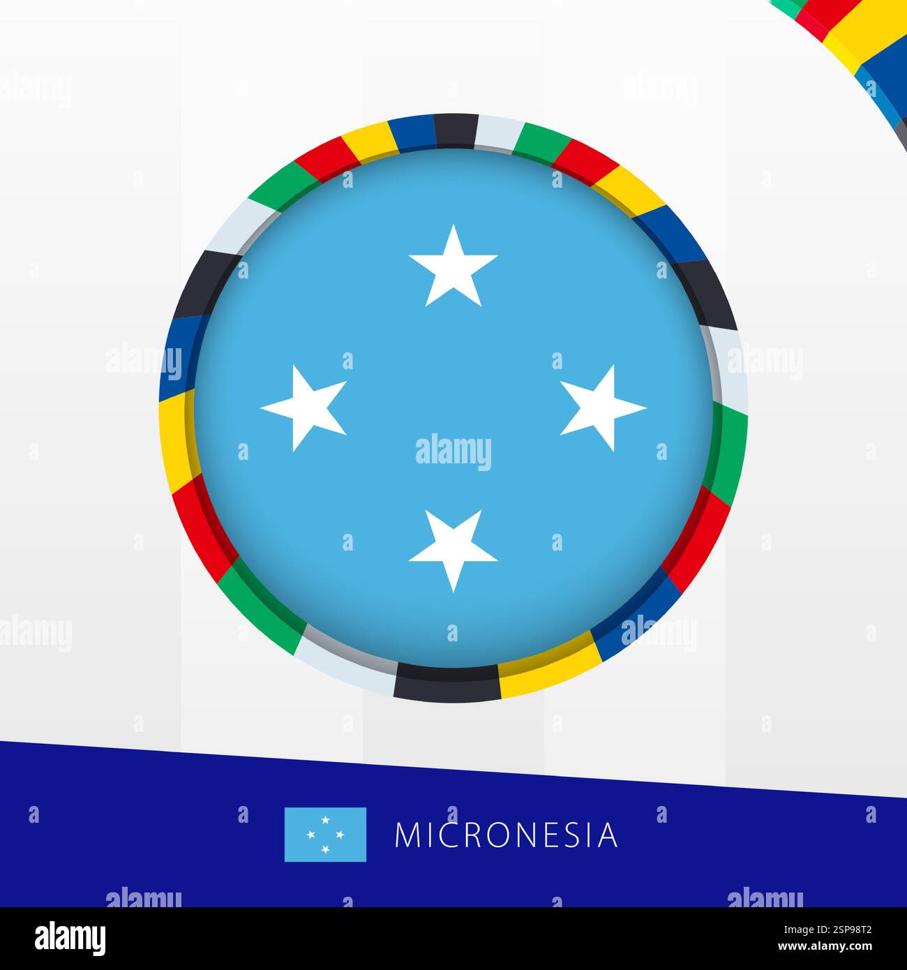 Micronesia Flag with Colorful Circle Border. Vector icon Stock Vector ...