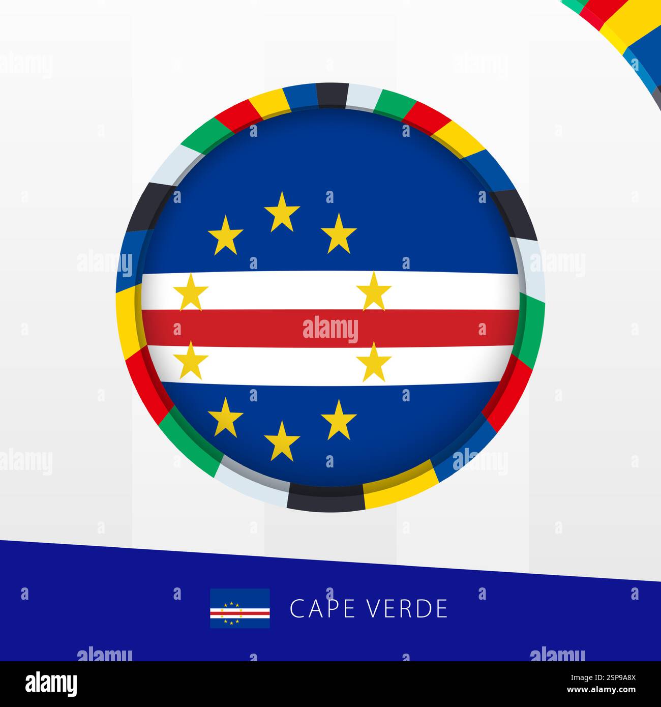 Cape Verde Flag with Colorful Circle Border. Vector icon Stock Vector ...