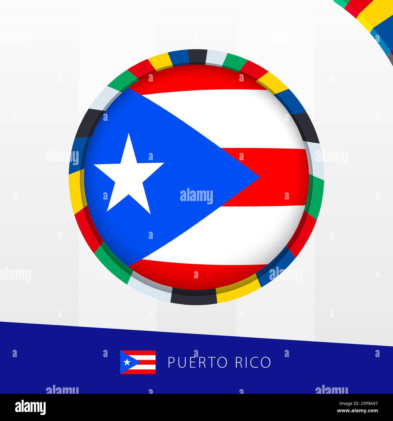 Puerto Rico Flag with Colorful Circle Border. Vector icon Stock Vector Image & Art - Alamy