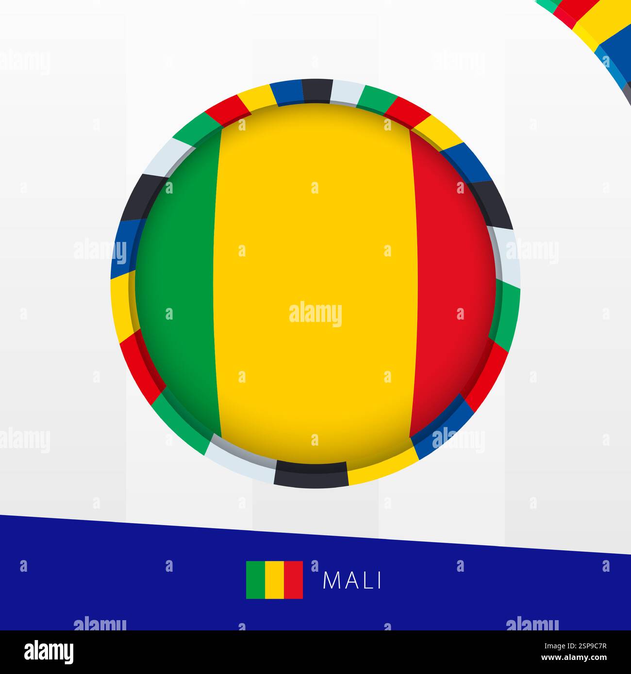 Mali Flag with Colorful Circle Border. Vector icon Stock Vector Image ...