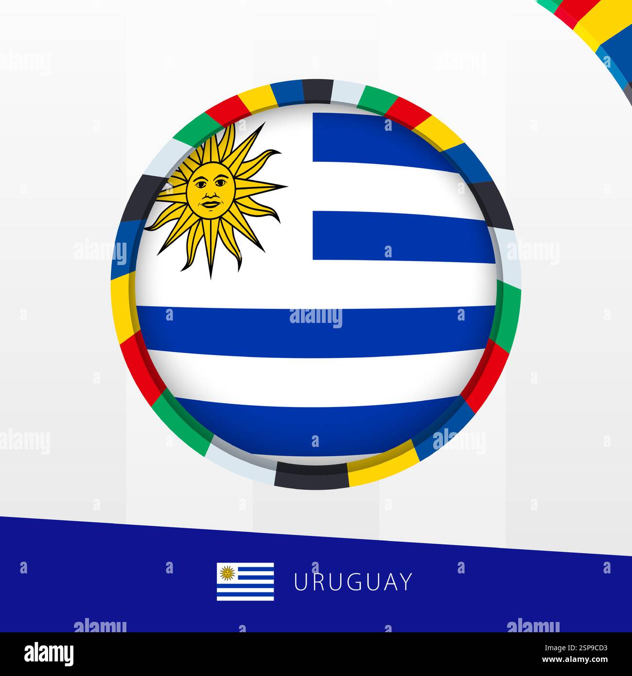 Uruguay Flag with Colorful Circle Border. Vector icon Stock Vector ...