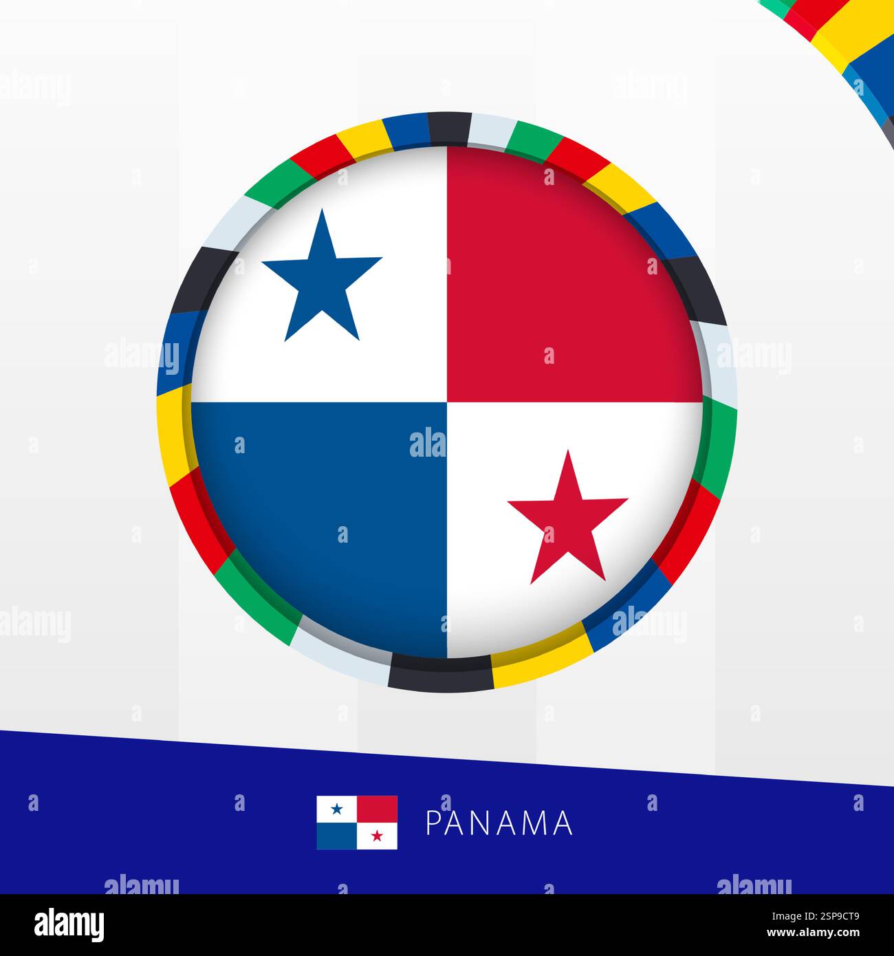 Panama Flag with Colorful Circle Border. Vector icon Stock Vector Image ...