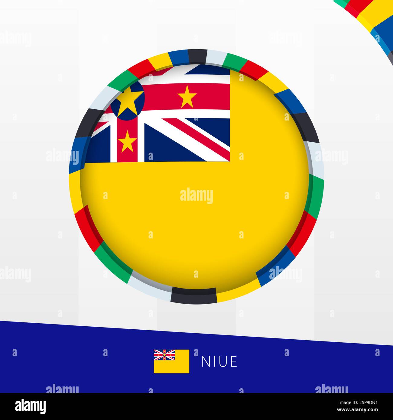 Niue Flag with Colorful Circle Border. Vector icon Stock Vector Image ...