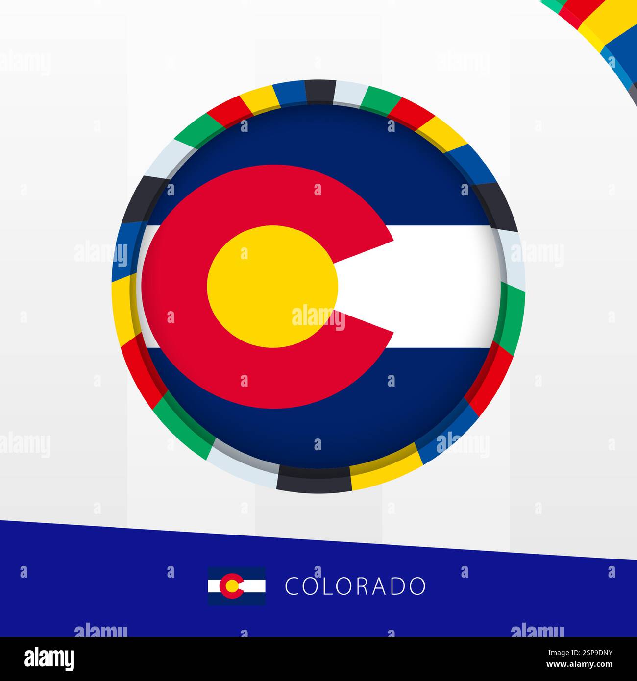 Colorado Flag with Colorful Circle Border. Vector icon Stock Vector ...