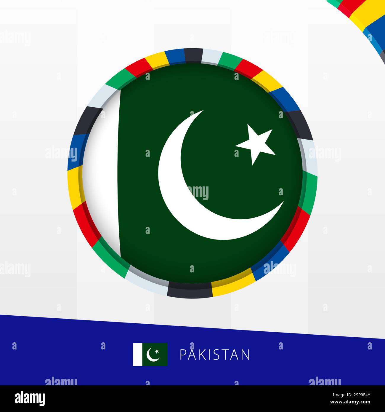 Pakistan Flag with Colorful Circle Border. Vector icon Stock Vector ...