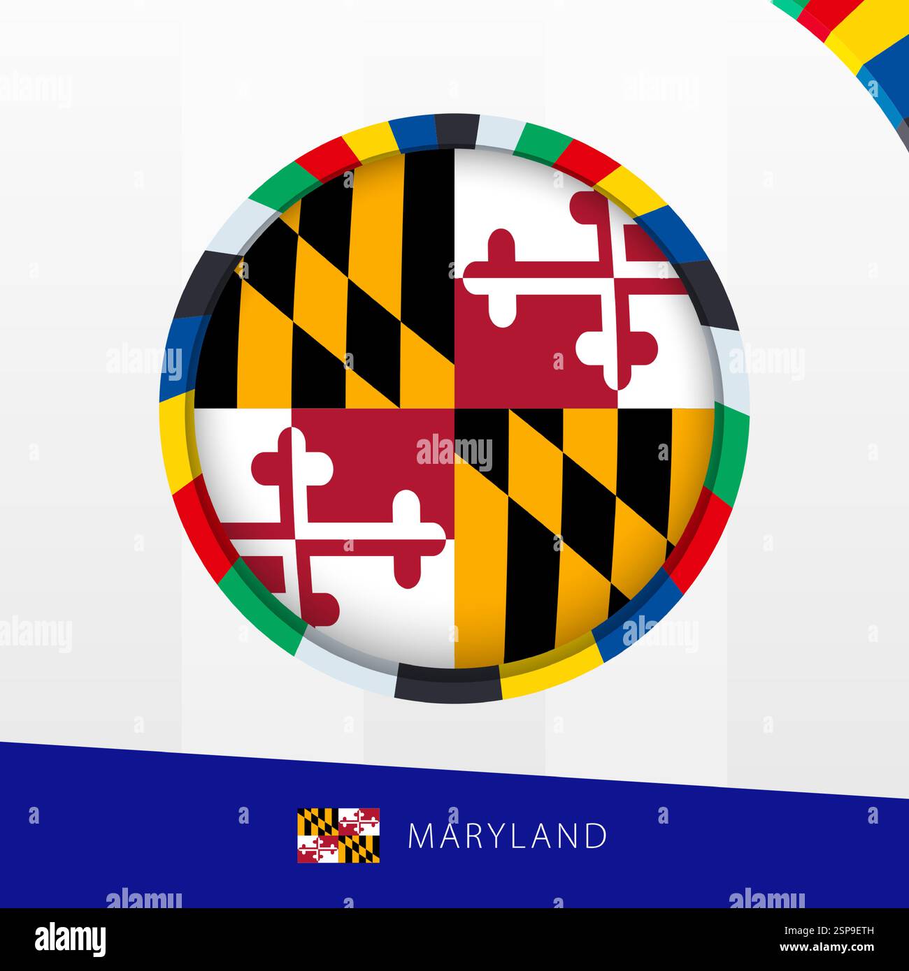 Maryland Flag with Colorful Circle Border. Vector icon Stock Vector ...