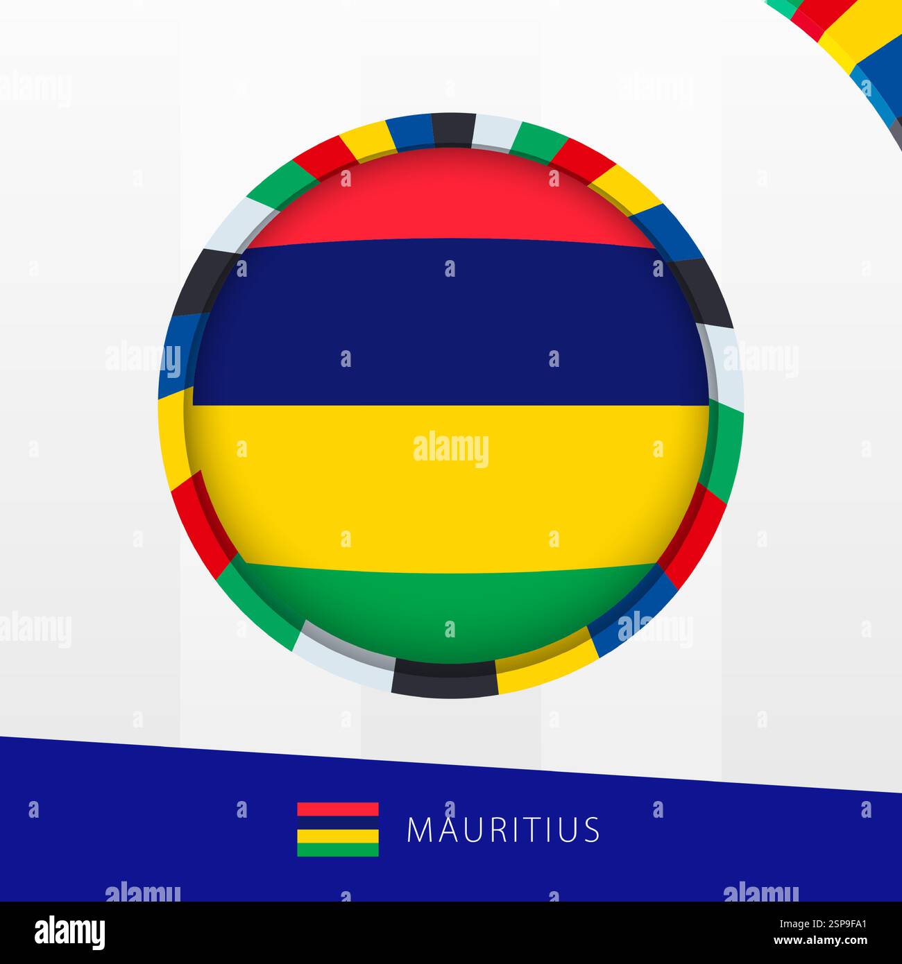 Mauritius Flag with Colorful Circle Border. Vector icon Stock Vector ...
