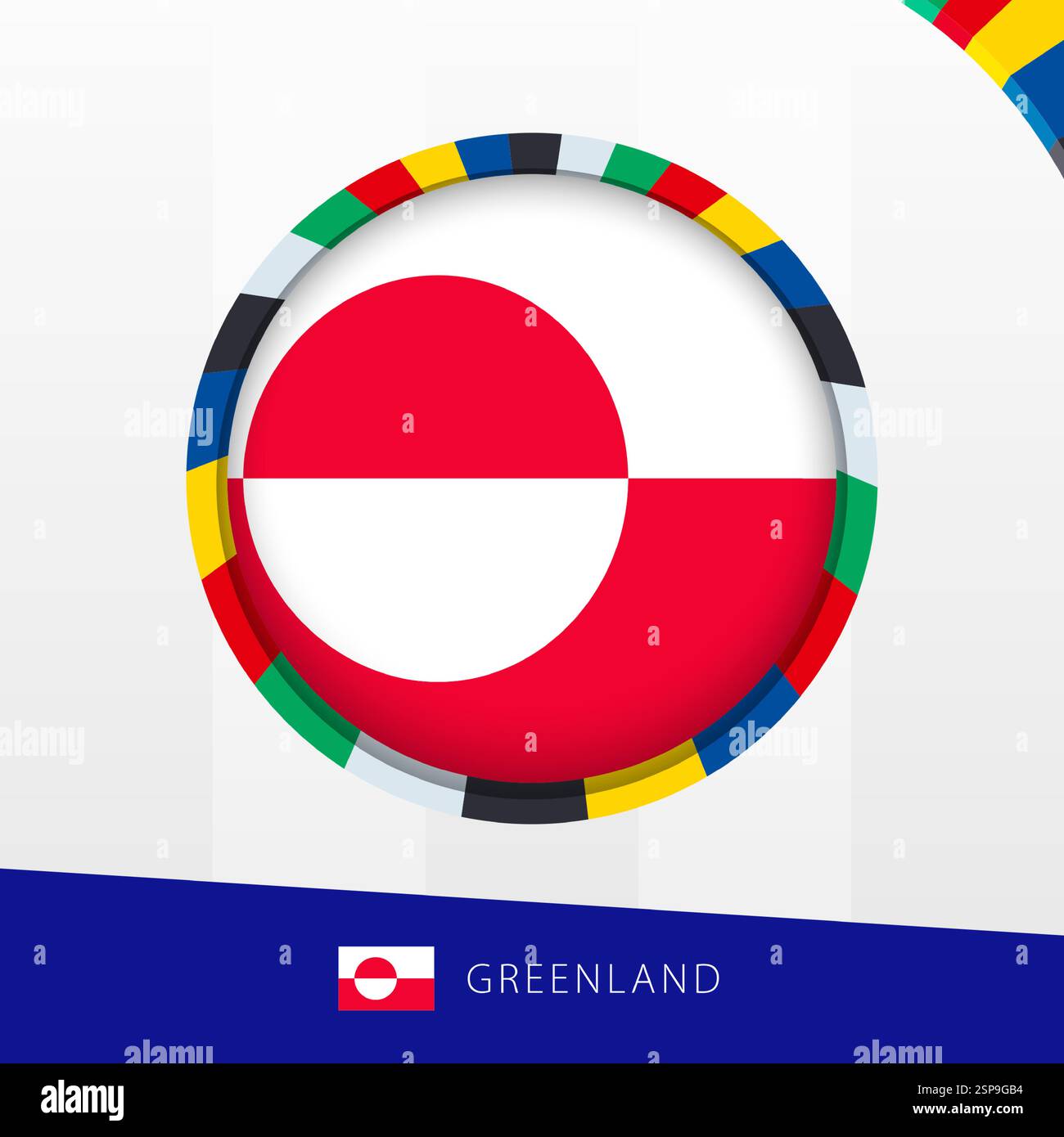 Greenland Flag with Colorful Circle Border. Vector icon Stock Vector ...