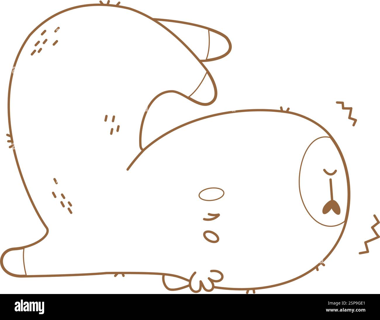 Outline capybara stretching on yoga mat. Funny Cartoon kawaii animal ...