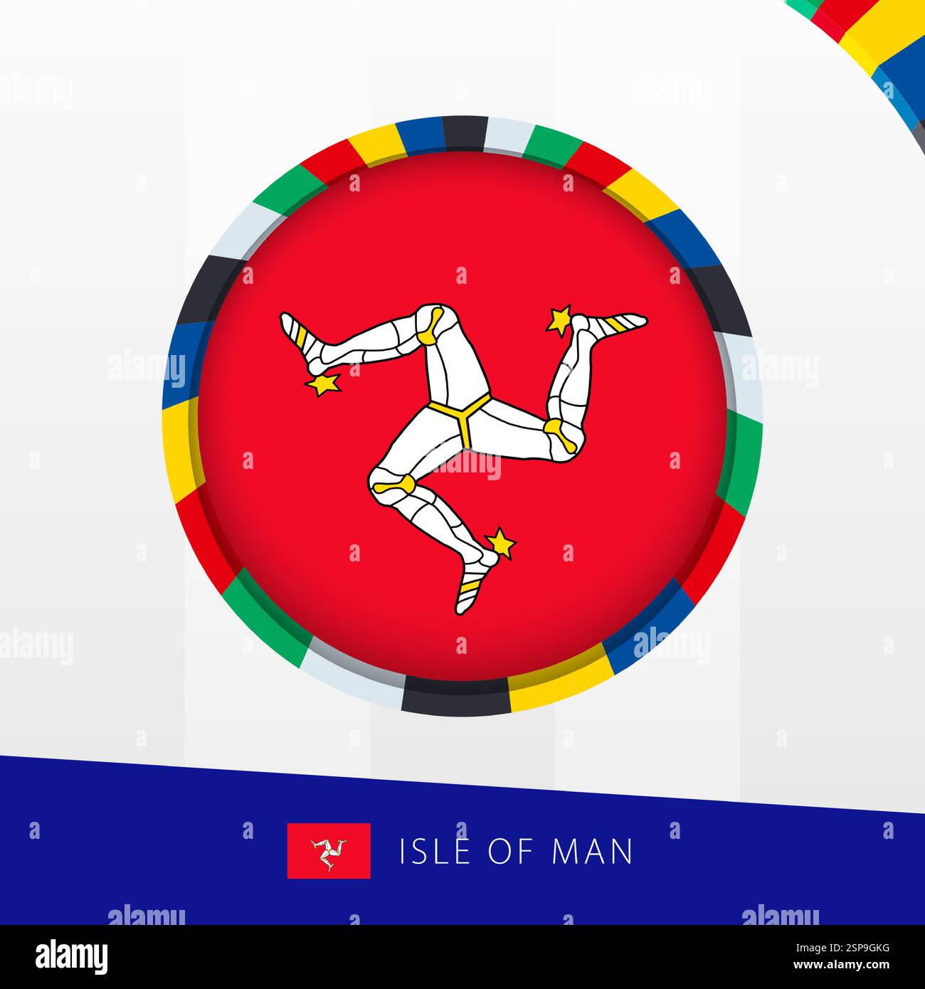 Isle of Man Flag with Colorful Circle Border. Vector icon Stock Vector ...