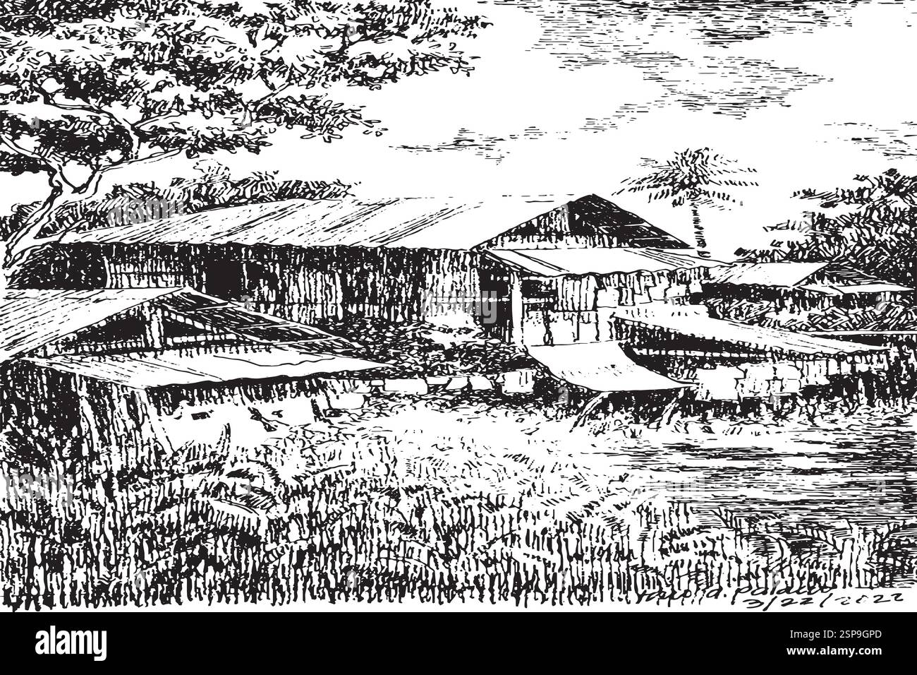 Vector village Black and White Stock Photos & Images - Alamy