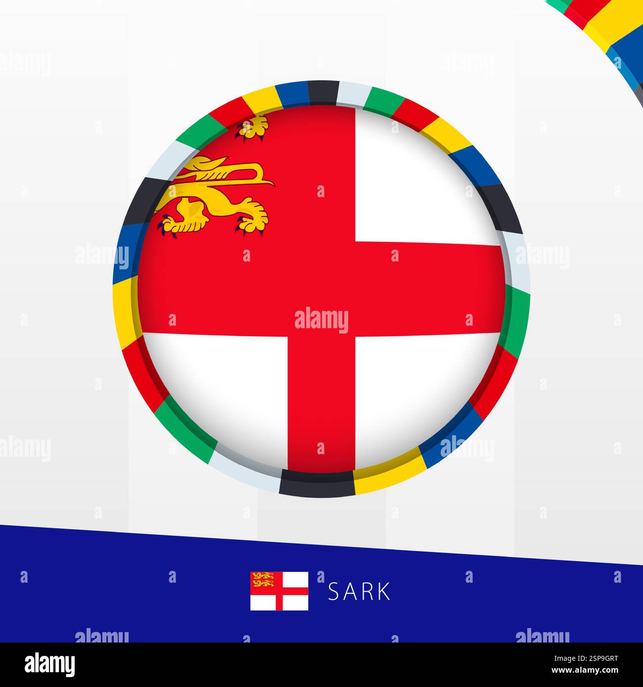 Sark Flag with Colorful Circle Border. Vector icon Stock Vector Image ...