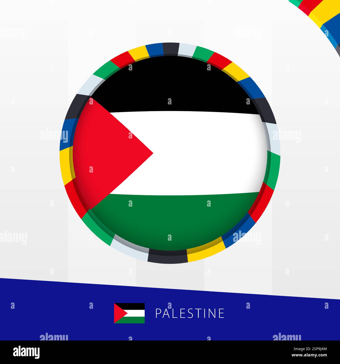 Palestine Flag with Colorful Circle Border. Vector icon Stock Vector ...