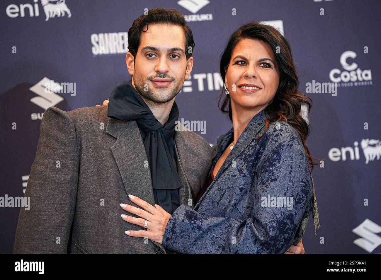 Sanremo, Italia. 14th Feb, 2025. Mahmood and Geppi Cucciari attends a ...