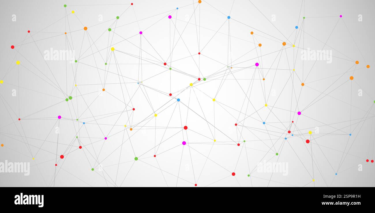 Abstract low poly plexus design banner with multi coloured dots Stock ...