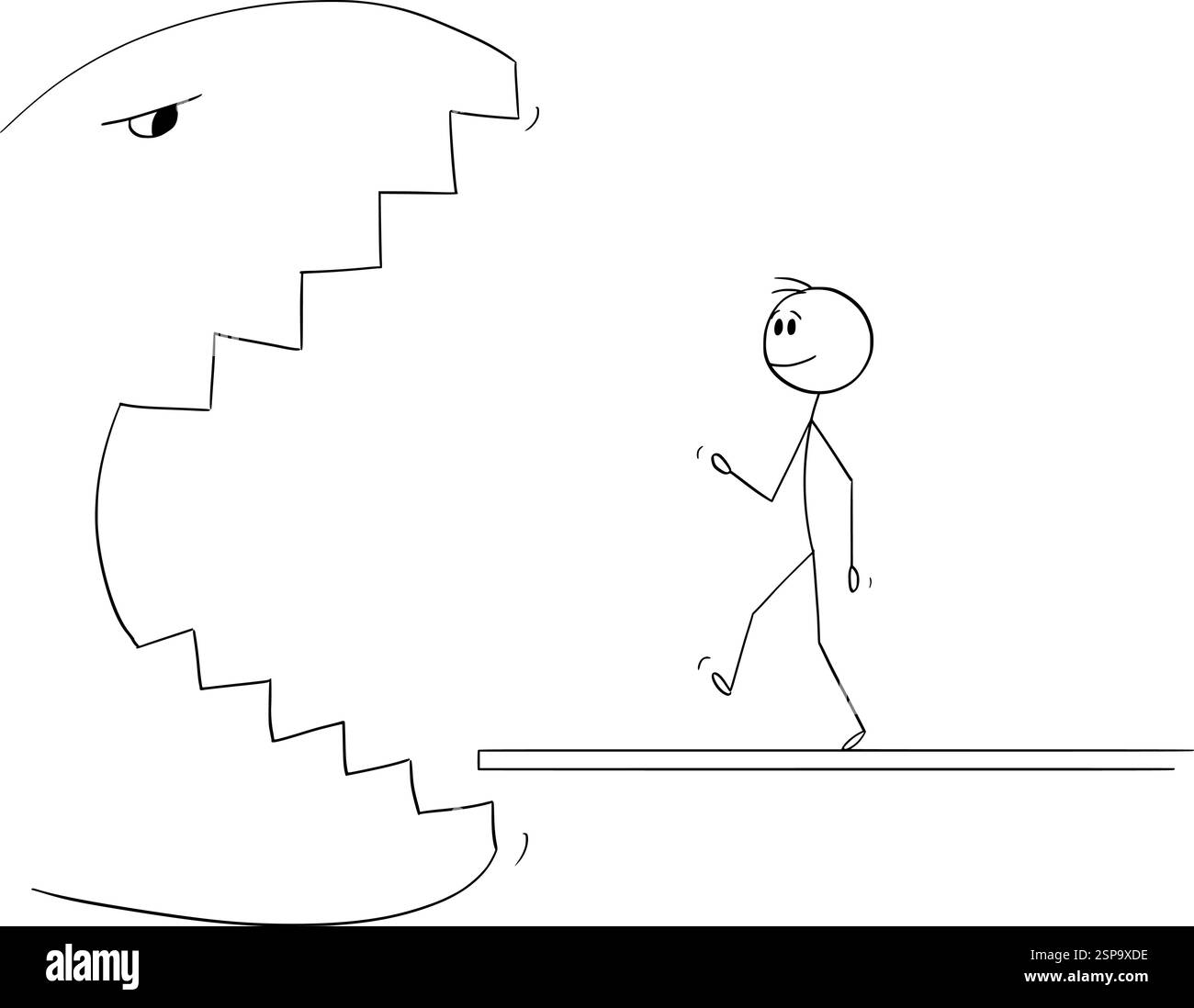 Person Facing disaster or problem, vector cartoon stick figure or ...