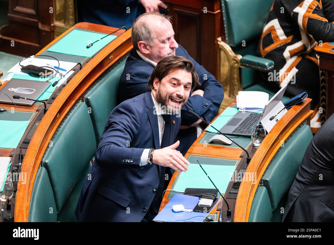 Georges-Louis Bouchez, president of the MR in an animated discussion at ...