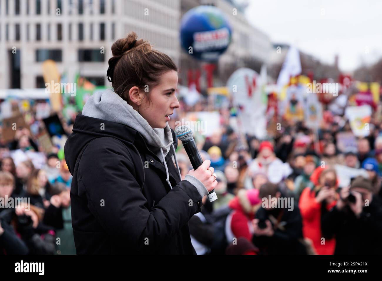 14 February 2025, Berlin: Luisa Neubauer, climate activist, speaks to ...