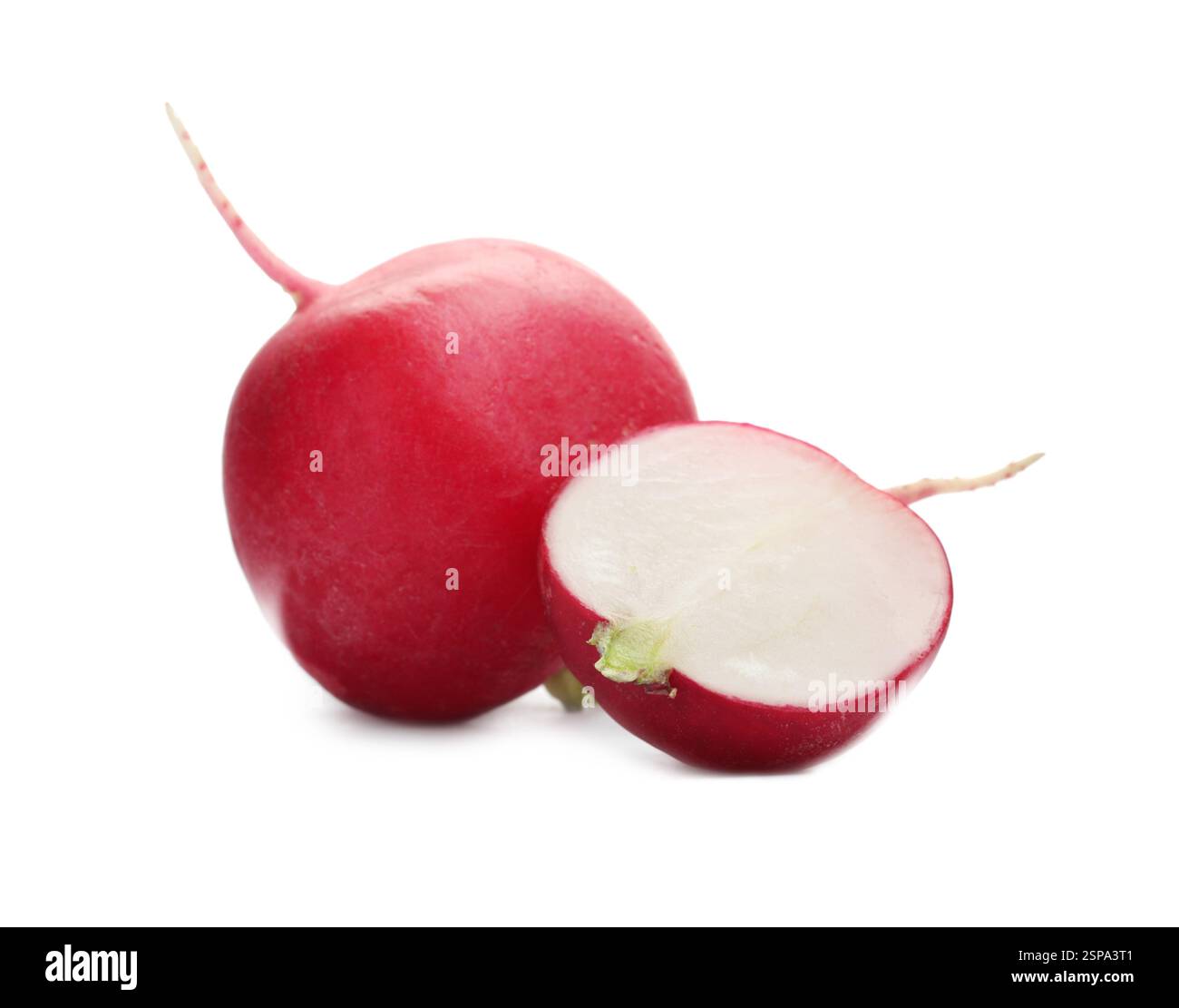 Whole and cut radishes isolated on white Stock Photo - Alamy