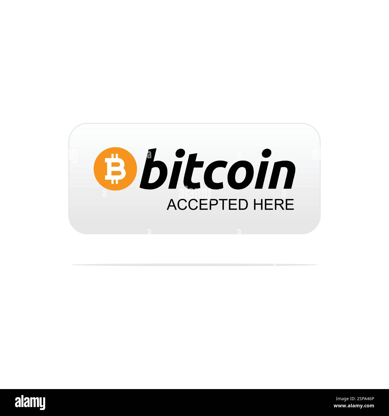 Bitcoin icon banner with text "bitcoin accepted here". Vector ...