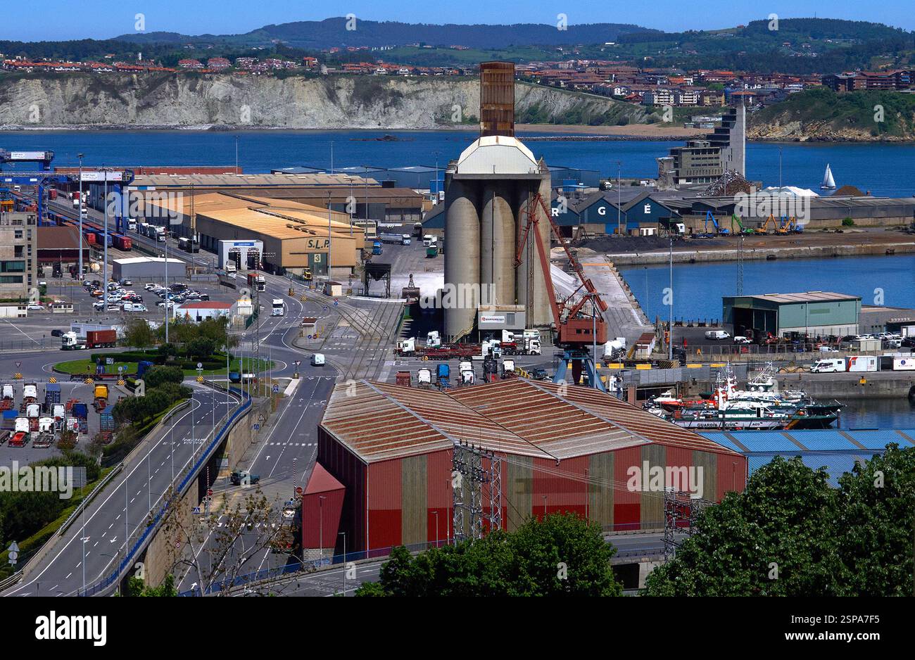 View on the cargo port of Bilbao, Spain Stock Photo - Alamy