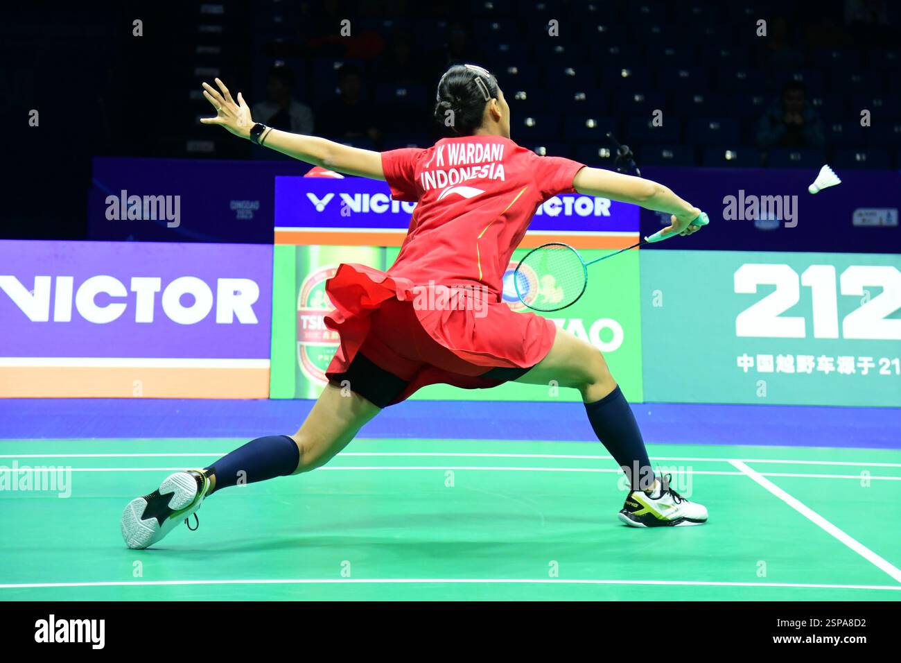 QINGDAO, CHINA - FEBRUARY 14, 2025 - Chinese Taipei players SUNG Shuo Yun VS WARDANI Putri ...