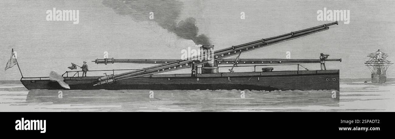 Gun for firing dynamite projectiles. It was tested at Fort Hamilton ...