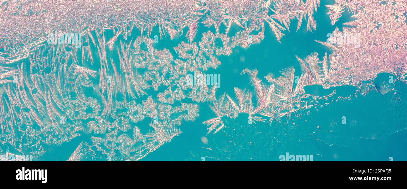 Ice texture on the frozen glass. Abstract background. Gradient color ...